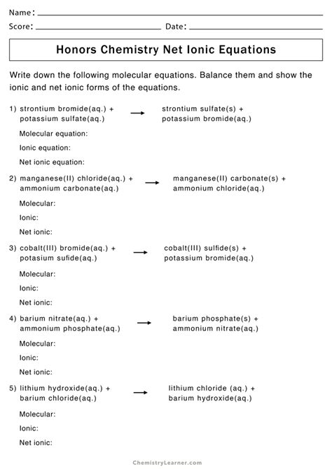 Solubility And Net Ionic Equations Worksheet Equations Worksheets