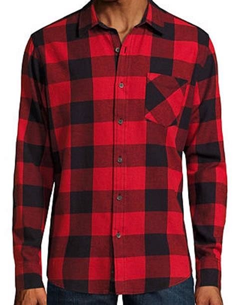 Original Mens Red Plaid Button Down Soft Cotton Flannel Shirt