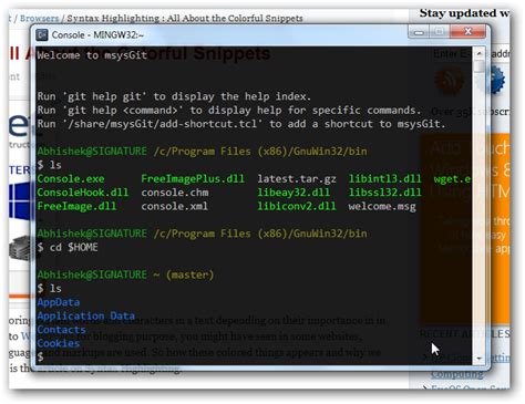 colored text with syntax highlighting translucent console for windows