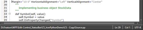 status bar in wpf syntax editor control syncfusion