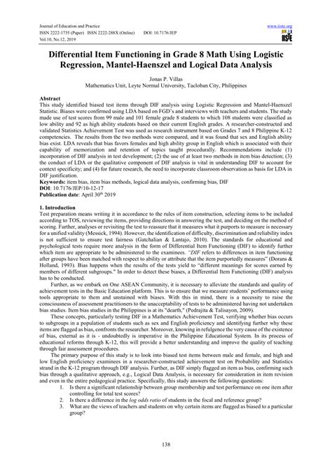 pdf differential item functioning in grade 8 math using
