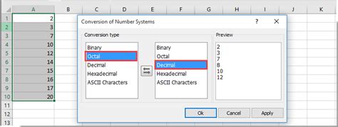 quickly convert between different number systems without using formula in excel