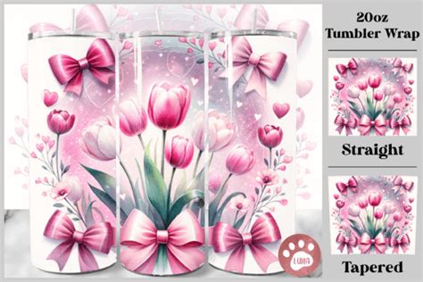 Tulips Bow Tumbler Wrap Png Graphic By Luna Art Design · Creative Fabrica
