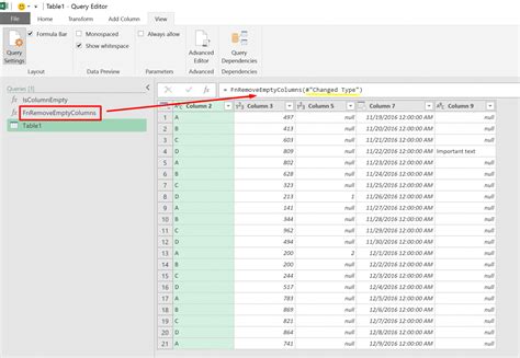 automatically remove empty columns and rows from a table in excel using
