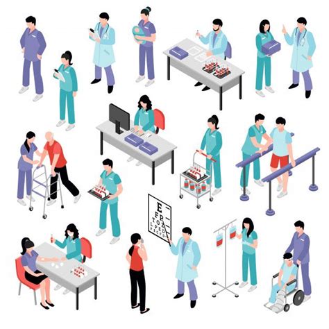 Doctor Nurse Hospital Isometric Set Free Free Vector Freepik