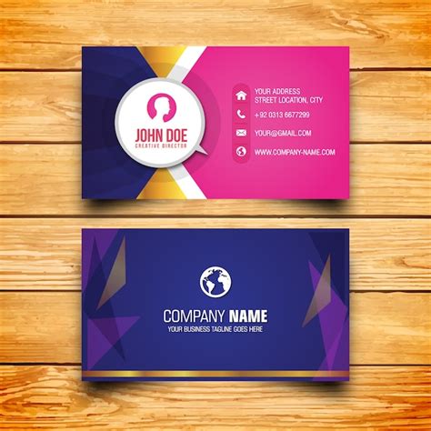 Premium Vector Modern Business Card In Pink And Blue