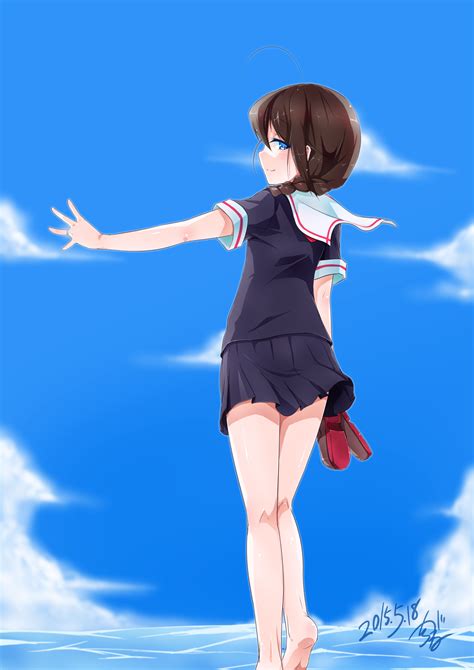 Safebooru 1girl Ahoge Blue Eyes Braid Brown Hair Clouds Cloudy Sky