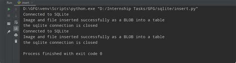 how to insert image in sqlite using python geeksforgeeks