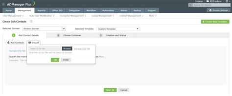 active directory contacts management and administration from web based