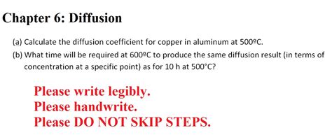Solved Calculate The Diffusion Coefficient For Copper In