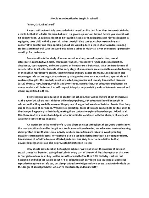 Should Sex Education Be Taught In School Pdf Sex Education Safe Sex