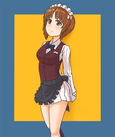 Safebooru 1girl Apron Ark Art Arms Behind Back Bangs Bartender Black