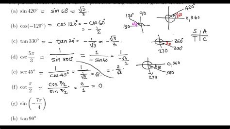finding trigonometric values without a calculator youtube