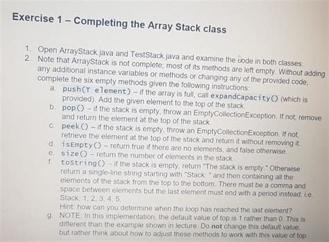 solved exercise 1 completing the array stack class 1 open
