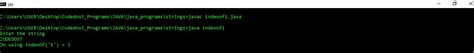 java program for string method indexof char codedost