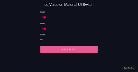 react hook form setvalue on material ui switch codesandbox