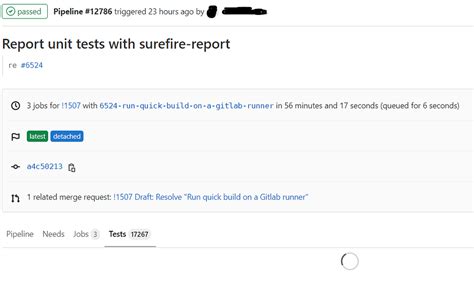 waiting forever to see the unit test report of a gitlab ci job