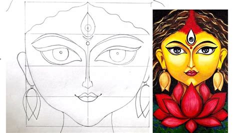 Devi Durga Maa Skech Easy Way To Draw Devi Durga Mural Sketch How To