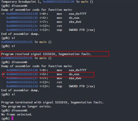 assembly mov ds eax segfaults stack overflow