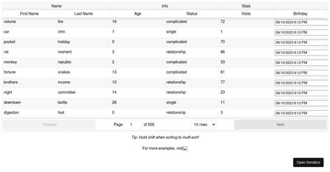 react table simple table codesandbox