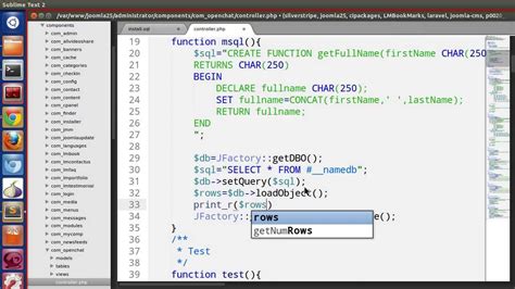 how to create mysql function in joomla and how to use function in query