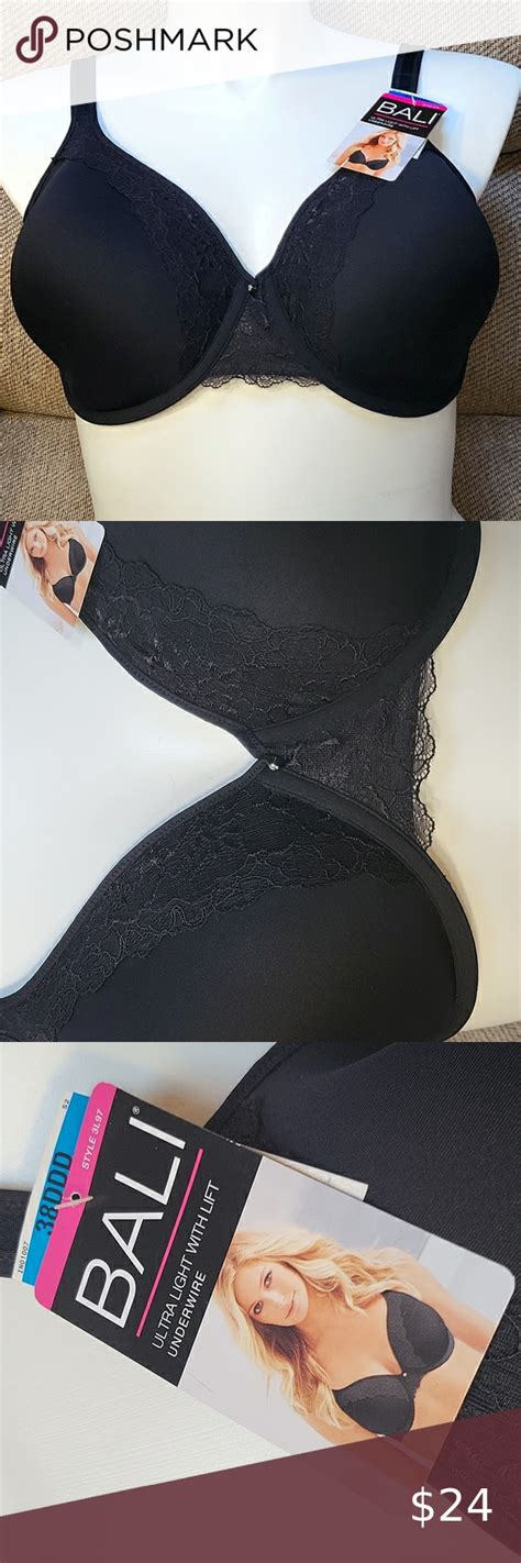 Bali 38ddd Ultra Light Lift Underwire Bra W Lace Black 3l97