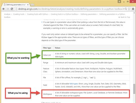 solved filter lists on parameters python toolbox esri community