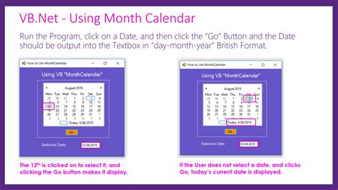 vb using date picker calendars passy world of ict