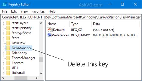 how to reset or restore task manager to default settings in windows 10