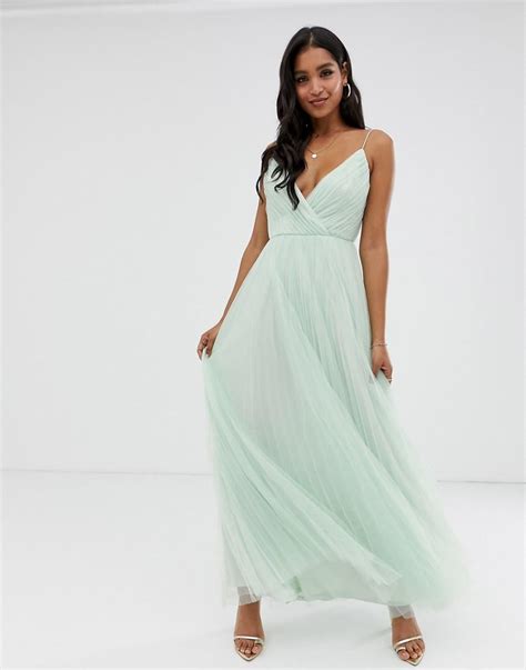 Asos Design Cami Pleated Tulle Maxi Dress Lara Jeans Star Ball Dress