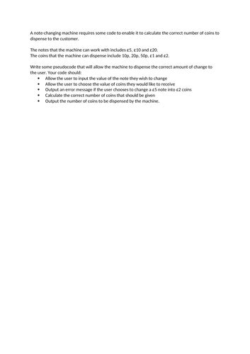 aqa pseudocode exam style question and powerpoint 2 teaching resources