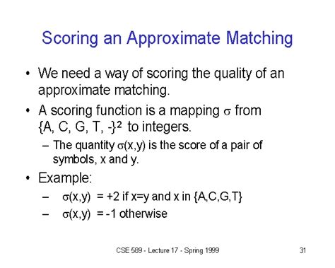 scoring an approximate matching