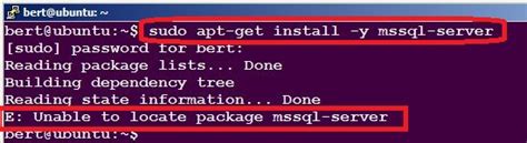 e unable to locate package mssql server ubuntu sql server