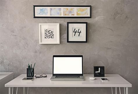 Premium Photo Modern Workplace With Laptop On Table