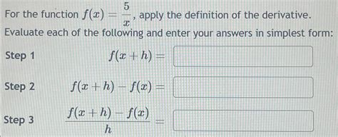 Solved For The Function F X 5x ﻿apply The Definition Of
