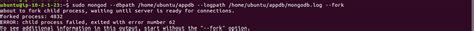 mongodb when start the mongodb its shutting down with code 62 stack