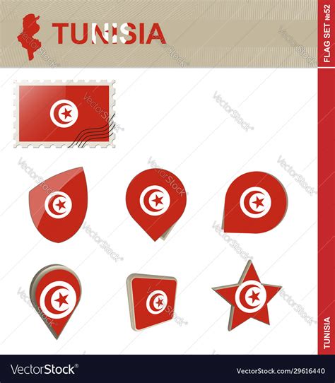 Tunisia Flag Set 52 Royalty Free Vector Image Vectorstock