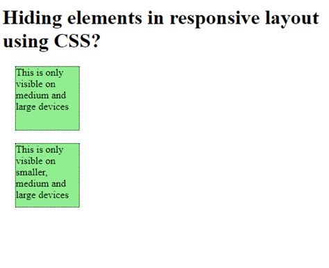 how to hide elements in responsive layout using css