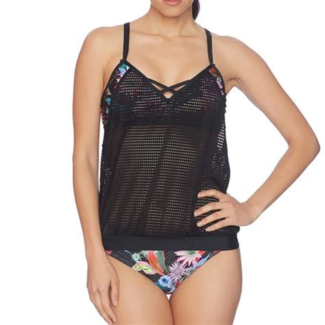 Sexy Mesh Two Piece Swimsuit 2017 Women S Xl Tankini Print Swimwear