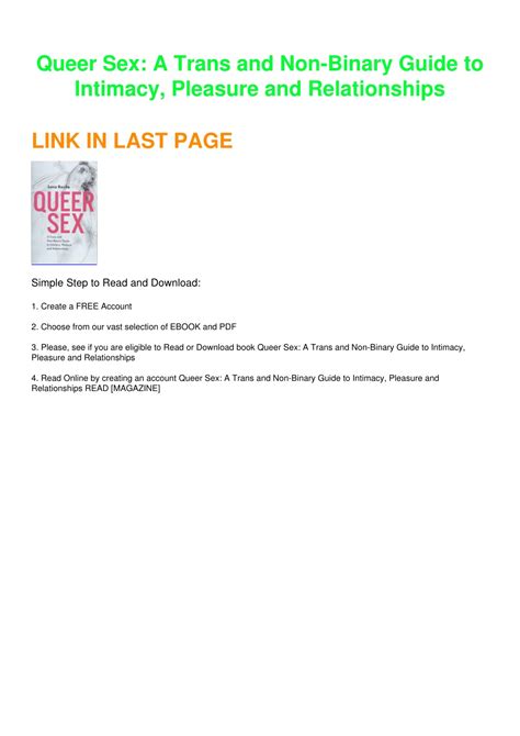 Ppt Pdf Queer Sex A Trans And Non Binary Guide To Intimacy Pleasure
