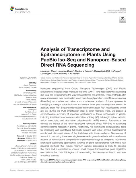 Pdf Analysis Of Transcriptome And Epitranscriptome In Plants Using
