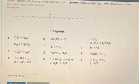 Solved Choose Reagents From The Following Table To Convert