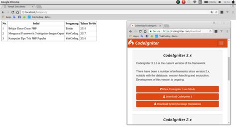 membuat tampil data dengan codeigniter dan mariadb yukcoding