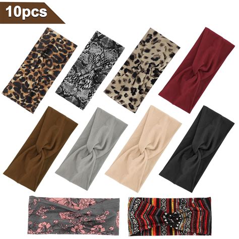 Eeekit 10pcs Wide Twist Headbands For Women Elastic Yoga Workout Sport