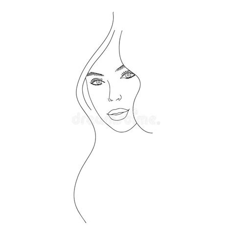 Line Art Abstract Beautiful Female Face 2 Stock Vector Illustration