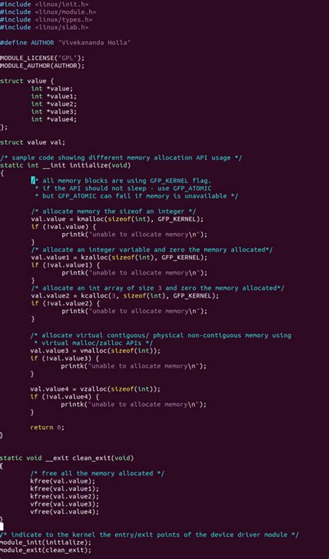example linux memory allocation code hitch hiker s guide to learning