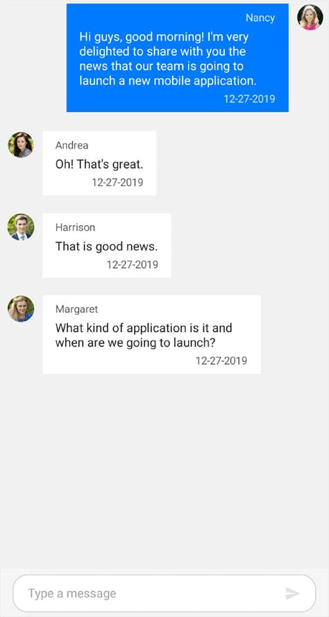 messages in xamarin chat control syncfusion
