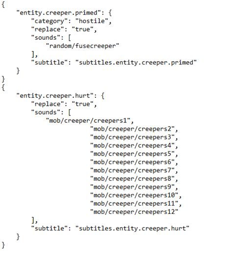 [solved] replacing multiple creeper sounds in sounds json resource
