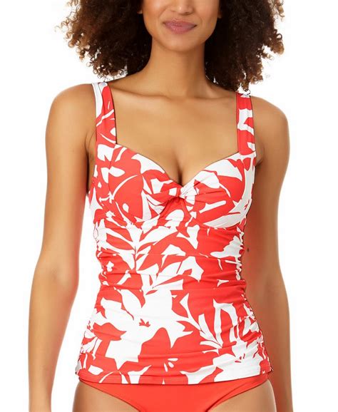 Anne Cole Womens Coastal Palm Printed Twist Underwire Tankini Top Macys