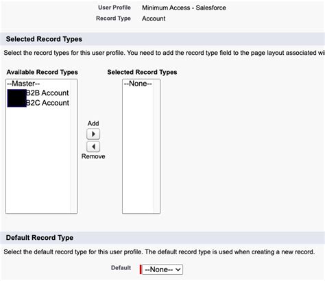 profile record type missing for account cannot insert update